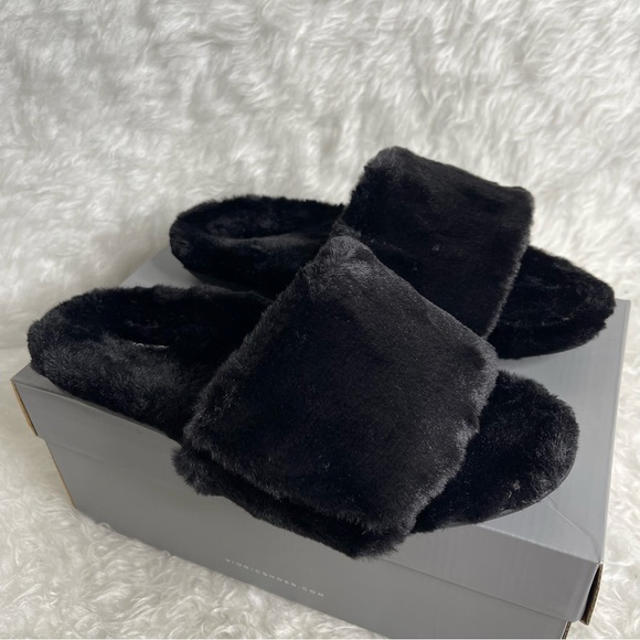 Vionic | Shoes | New Womens Vionic Dream Plush Black Faux Fur Slippers ...